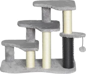 PawHut škrabadlo pro kočky, 50 cm vysoké, s plyšovými platformami, míčky pro kočky do 5 kg, světle šedé