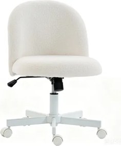 HOMCOM otočná kancelářská židle z šerpy s nastavením výšky, houpací funkcí, nosnost 120 kg, krémová