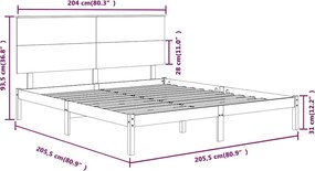 Rám postele černý masivní borovice 200 x 200 cm 3104827