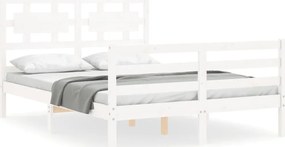vidaXL Rám postele s čelem 120 x 200 cm masivní dřevo [3194437] Barva: Bílá