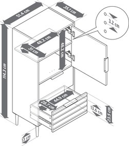 Tchibo - Komoda »Baaken« se 2 zásuvkami a dvířky - barva: černá