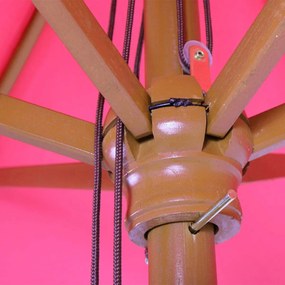 Slunečník Florida Ø 3m - polyester/dřevo - růžová