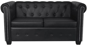 Chesterfield 2místná sedačka umělá kůže černá 242369