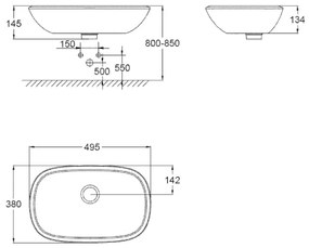 GROHE 39216000 - Umyvadlo na desku EUROSTYLE 500 × 380 mm keramika/bílá