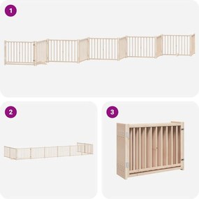 Zábrana pro psy s dvířky skládací 10 panelů 800 cm topol 3155723