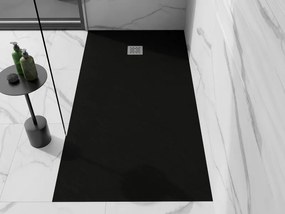 Mexen Stone+, obdélníková vanička z minerálního kompozitu 180 x 90 cm, černá matná, 44709018