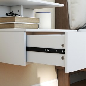HOMCOM Floating Noční Stolek s Úložným Prostorem a Zásuvkou, Bílý, 39.8 x 35 x 31.6 cm