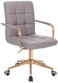 LuxuryForm DESIGN Otočná židle VERONA GOLD na zlaté podstavě s kolečky - šedá