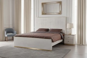 Noční stolek Stilig ST891 55 cm ekokůže béžovošedý/zlatý