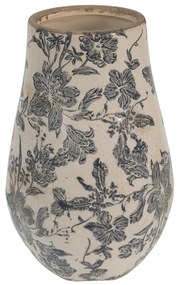 Keramická dekorační váza se šedými květy Mell French M - Ø13*20 cm