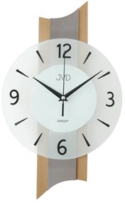 Skleněné dřevěné netikající tiché nástěnné hodiny JVD NS19034.1