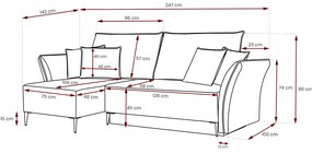 Sedací souprava BREGI | 142x247 cm | rozkládací + úložný prostor | VÝBĚR TKANINY a NOŽIČEK