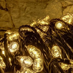 Easy Fix LED světelný řetěz, 100 m, venkovní teple bílá, 400 MEGA LED, černý kabel, IP67, cívka