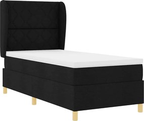 Postel s boxspringem s čelo Černý 200 x 100 cm textil 3340804