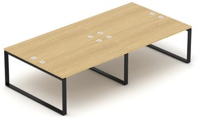 NABYTEK-DESIGNOVY.CZ - DEB212O - Kancelářský stůl EPIC (4.osoby), 240/280/320/360cm, kovová podnož O, dub/černá