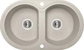 Laveo Dafne, 2-komorový granitový dřez 780x470x204 mm, béžová, LAV-SBD_420T