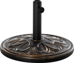 Stojan na slunečník Outsunny 13 kg – Stojan na slunečníky s držákem pro tyče průměru 35 mm/38 mm/48 mm do zahrady, na balkon, starožitný bronz | Aosom