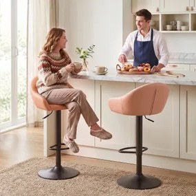 HOMCOM sada 2 nastavitelných barových židlí s opěradlem, hnědá