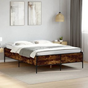 Rám postele kouřový dub 150 x 200 cm kompozitní dřevo a kov 3279794