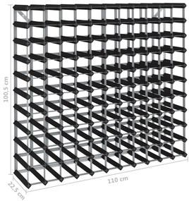 vidaXL Marketos Stojan na víno na 120 lahví černý masivní borové dřevo