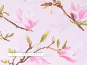 Biante Bavlněný povlak na polštář s lemem Sandra SA-233 Květy magnolie na růžovém 60 x 60 cm