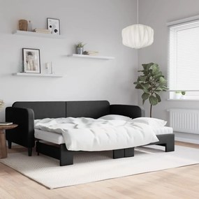 Válenda s přistýlkou a matracemi černá 90 x 190 cm textil 3196846
