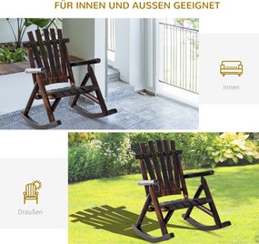 Houpací křeslo Outsunny s područkami z ohořelého masivního dřeva, odolné proti povětrnostním vlivům, 97 x 69 x 93 cm, ideální na zahradu a terasu |