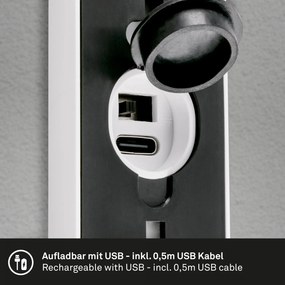 BRI 3786016 Lima LED venkovní nástěnné svítidlo, nabíjecí, 3 krokový dotykový stmívač, časovač, bílé - BRILONER