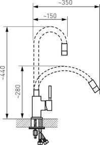 Ferro Zumba - Dřezová stojánková baterie s elastickým ramenem, Černá/Chrom, 70710-0C