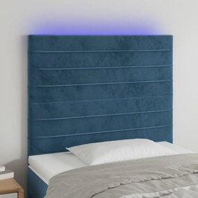 Čelo postele s LED tmavě modré 90x5x118/128 cm samet 3122604