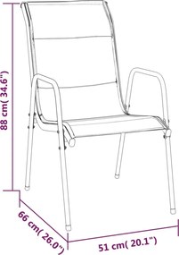 vidaXL Zahradní židle 6 ks ocel a textilen černé [316822]