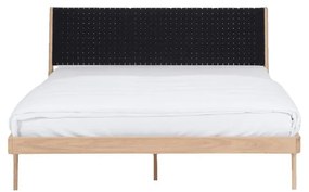 Černá/přírodní dvoulůžková postel z dubového dřeva 140x200 cm Fawn – Gazzda