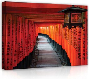 Obraz 70x50 Červená brána Torii tunel Japonsko Fushimi Inari cesta