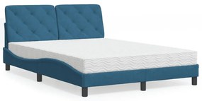 Postel s matrací modrá 140 x 190 cm samet 3208656