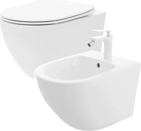 Rea, Sada závěsné WC mísy REA CARLO Flat Mini Rimless + závěsného Bidetu REA CARLO Mini, KPL-C2760