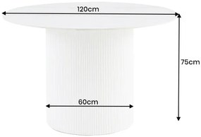 Kulatý jídelní stůl Parthenia 120 cm vzor bílý mramor