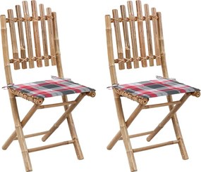 vidaXL Skládací zahradní židle s poduškami 2 ks bambus [3063997] Barva: Jasně zelená