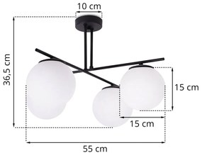 Stropní svítidlo Florence, 4x bílé skleněné stínítko