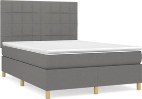 Box spring postel s matrací tmavě šedá 140x200 cm textil 3142338