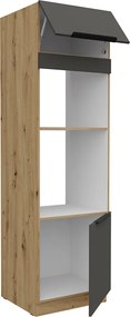 ARIA pa | vysoká skříňka 60 DPM-210 2F na vestavnou troubu a mikrovlnku | 60 cm | ANTI FINGERPRINT povrch | artisan/šedá grafit