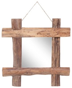 Zrcadlo z polínek přírodní 50 x 50 cm masivní recyklované dřevo - Default Title