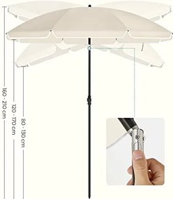 Slunečník 160 cm, UV ochrana UPF 50+, sklopný o 30°, bez základny, béžový&nbsp;