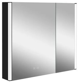 kielle Arkas I Zrcadlová skříňka s LED osvětlením, vyhříváním a USB portem, 80x70x13 cm, matná černá 50111814