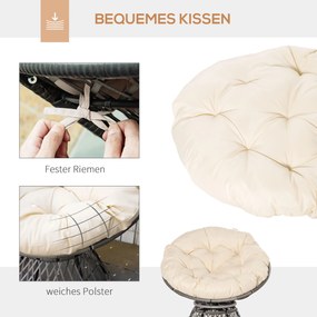 Outsunny papa křeslo Proutěné křeslo 360° polohovatelná skořepina se sedákem z umělého ratanu a kovovým rámem 87 x 97 x 86 cm Cream | Aosom.de