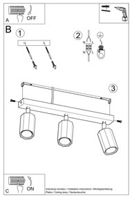 Sollux SL.1030 - Bodové svítidlo ZEKE 3xGU10/40W/230V dub