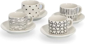 Sada šálků s podšálky na espresso z geometrickými vzory, 70 ml