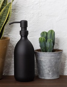 Skleněný dávkovač s černou pumpičkou Matte Black 500 ml