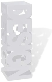 Bílý hranatý stojan na deštníky a vycházkové hole, ocelový, 48,5 cm 242467
