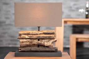 Invicta Interior Designová dřevěná stolní lampa hnědá - Hydrae