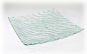BDK-GLASS Čtvercové skleněné talíře NATURE SEA Rozměr: 31x31cm
